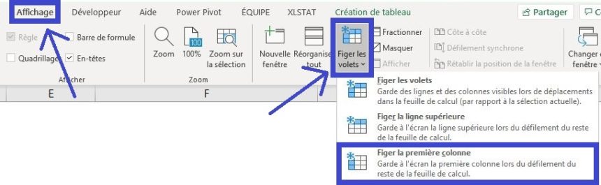 Figer les volets pour verrouiller des lignes et des colonnes ...