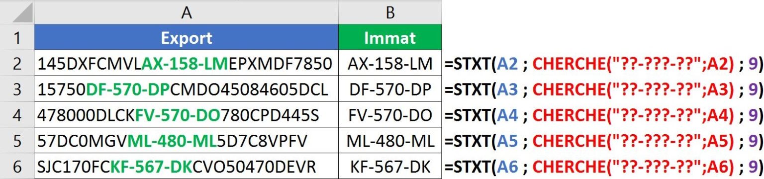 La formule STXT - Apprendre Excel