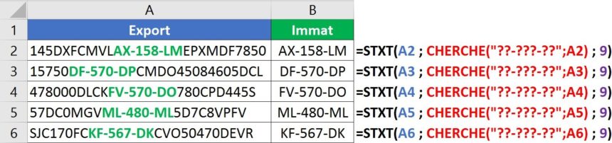 La formule STXT - Apprendre Excel